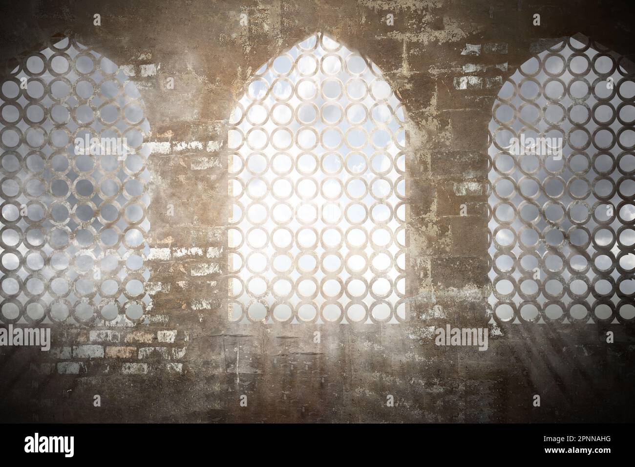 Mosque window with bright light background Stock Photo - Alamy