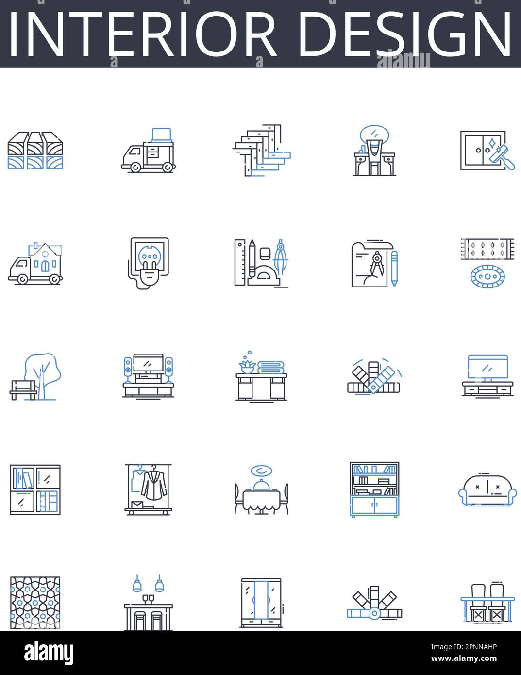 Interior design line icons collection. Graphic design, Landscape ...