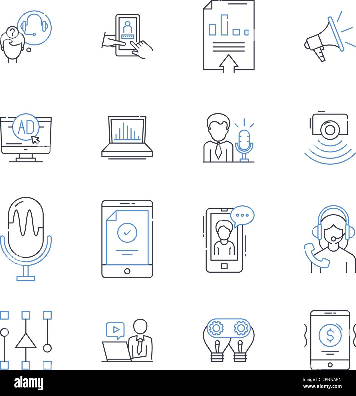 Video blogging line icons collection. Vlogging, YouTube, Content ...