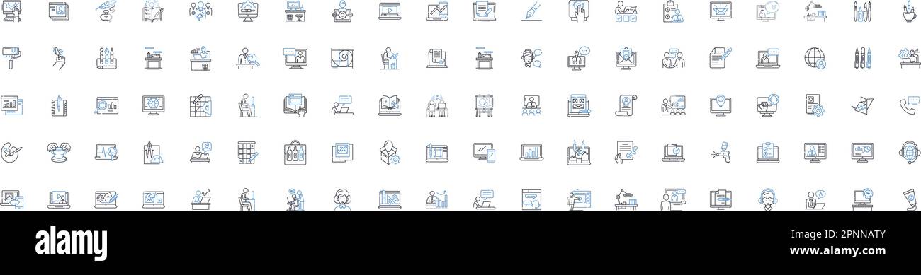Conference line icons collection. Speaker, Attendee, Nerking, Workshop ...