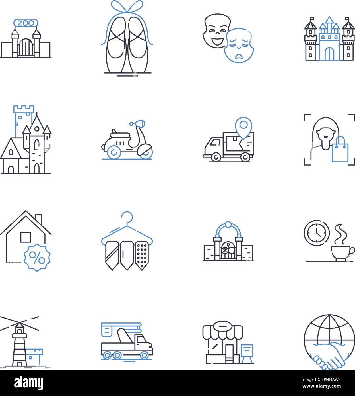 Retail park line icons collection. Megastore, Outlets, Warehouse ...