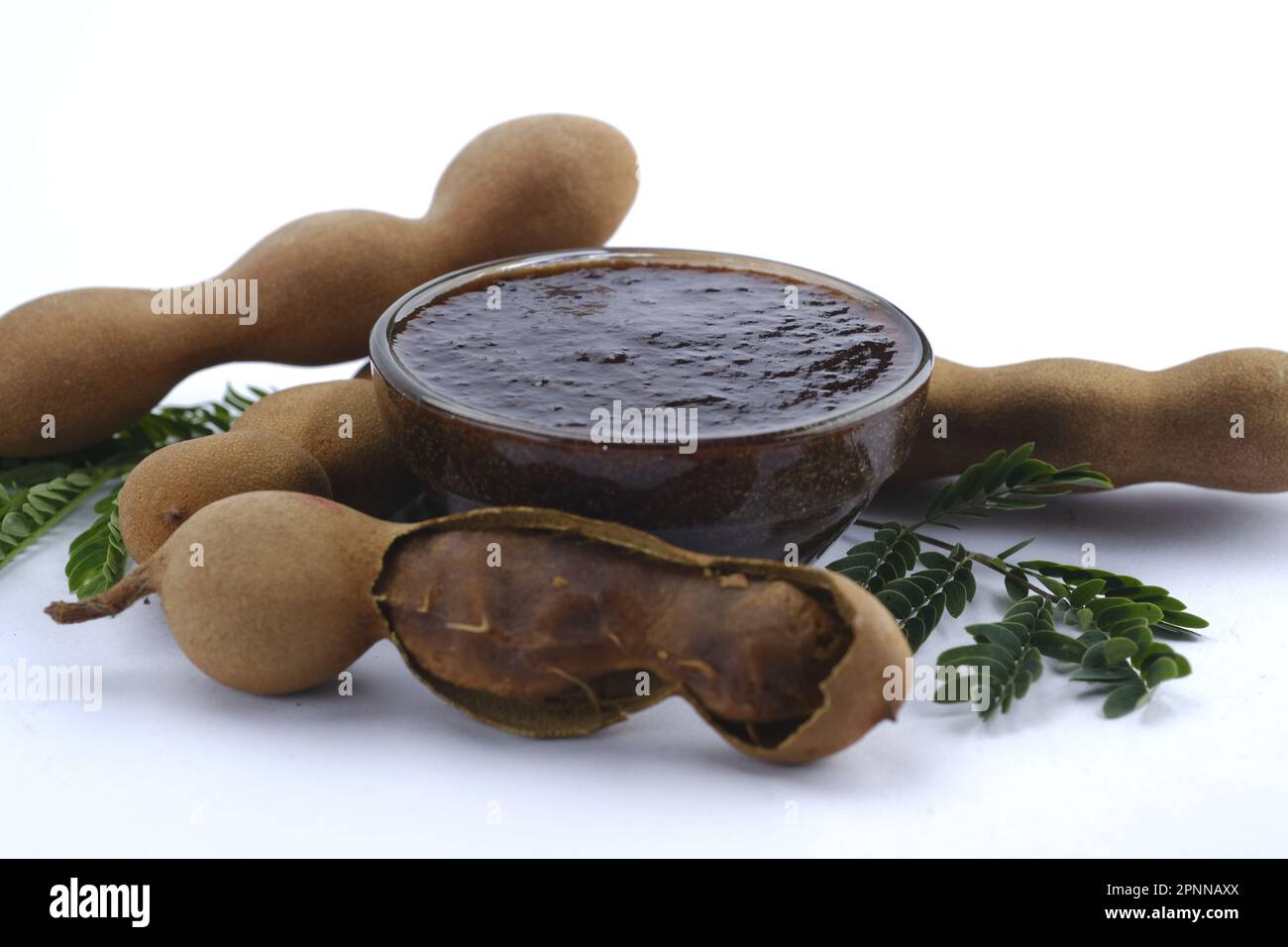fresh Delicious ripe tamarinds, tamarind with brown pulp with green ...
