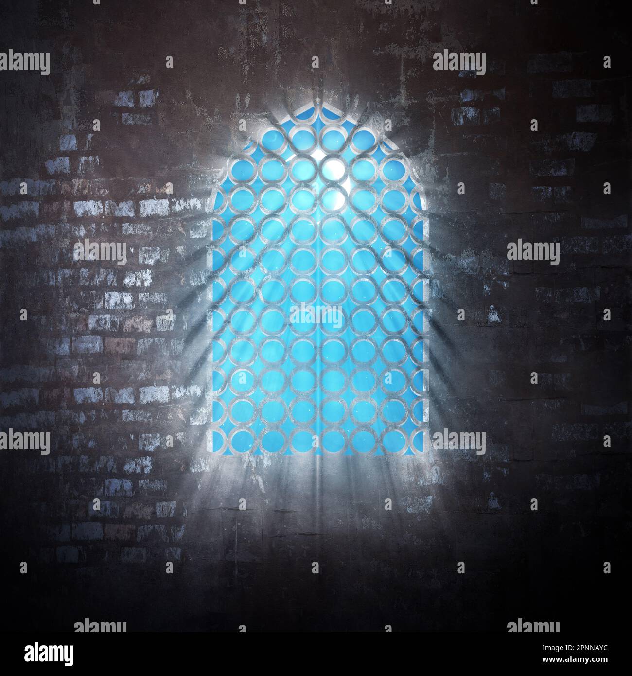 Mosque window with the night scene background Stock Photo - Alamy