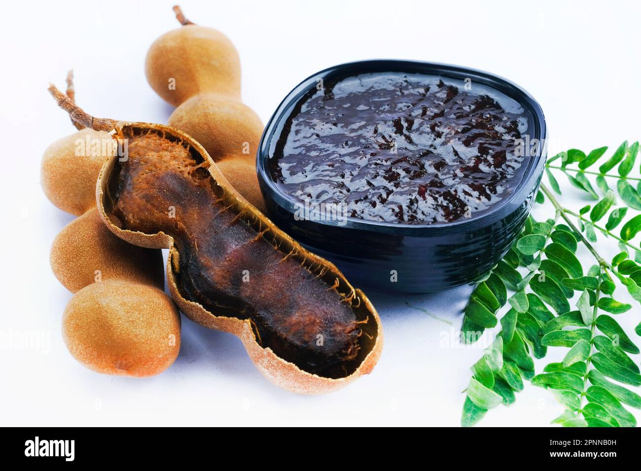 fresh Delicious ripe tamarinds, tamarind with brown pulp with green ...