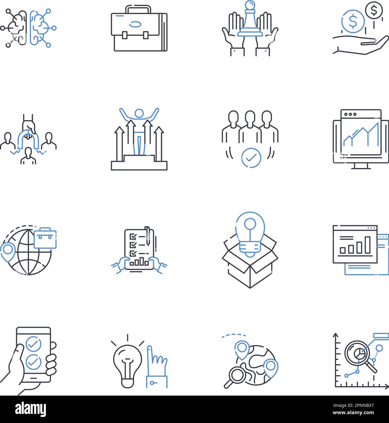 Progression milest line icons collection. Accomplishment, Breakthrough ...