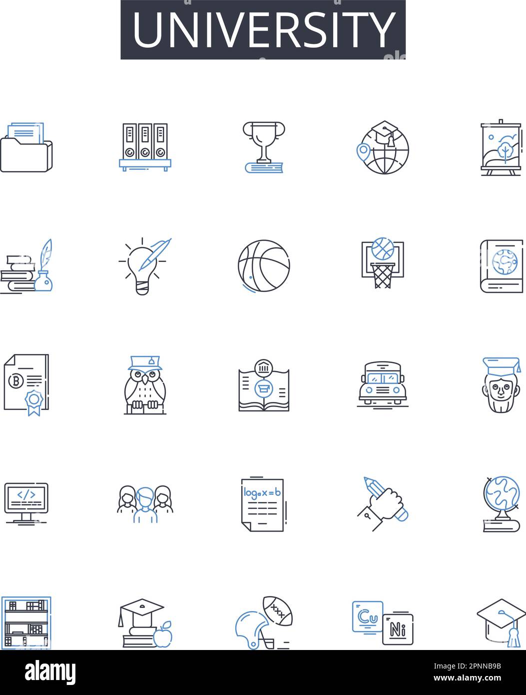 University line icons collection. College, School, Academy, Institute, Polytechnic, Conservatory ...
