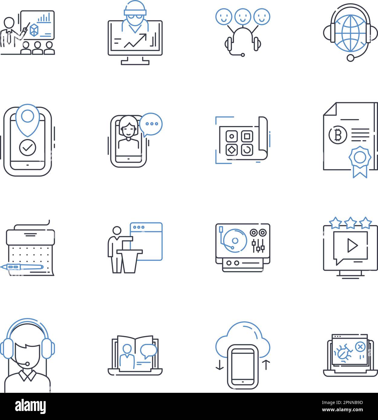 Video Production Industry Line Icons Collection Cinematography Editing Post Production