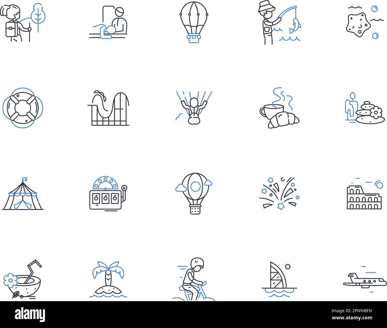 Entertaining diversion line icons collection. Amusement, Fun ...