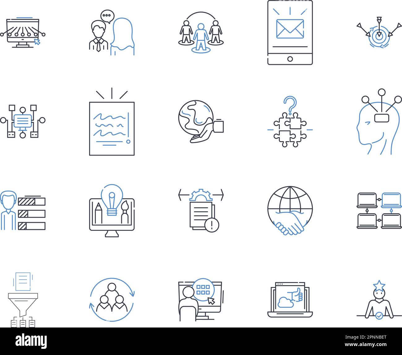 Customer acquisition line icons collection. Prospecting, Lead ...