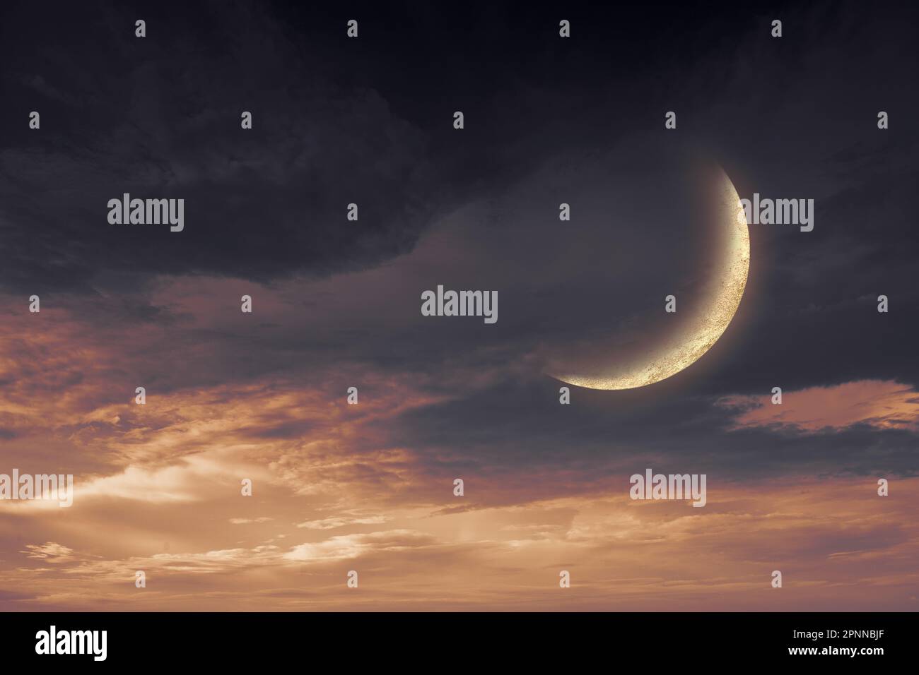 The crescent moon on the night Stock Photo - Alamy