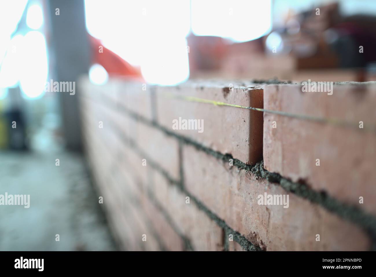 Brickwork of the wall correct laying of red brick for reliable wall of ...