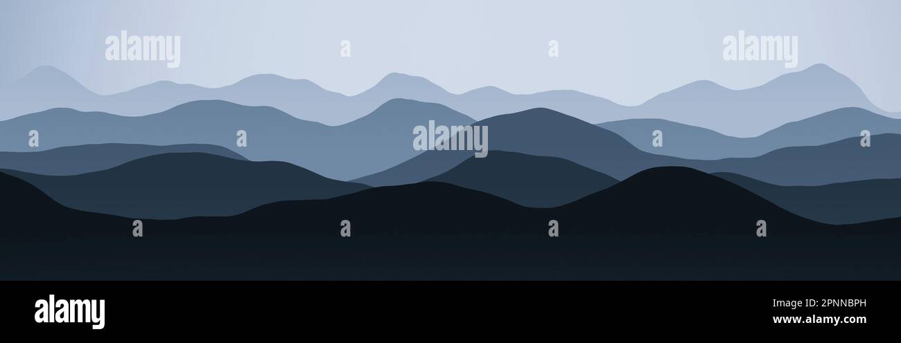 modern wide of hills in mist digital graphic texture or background ...