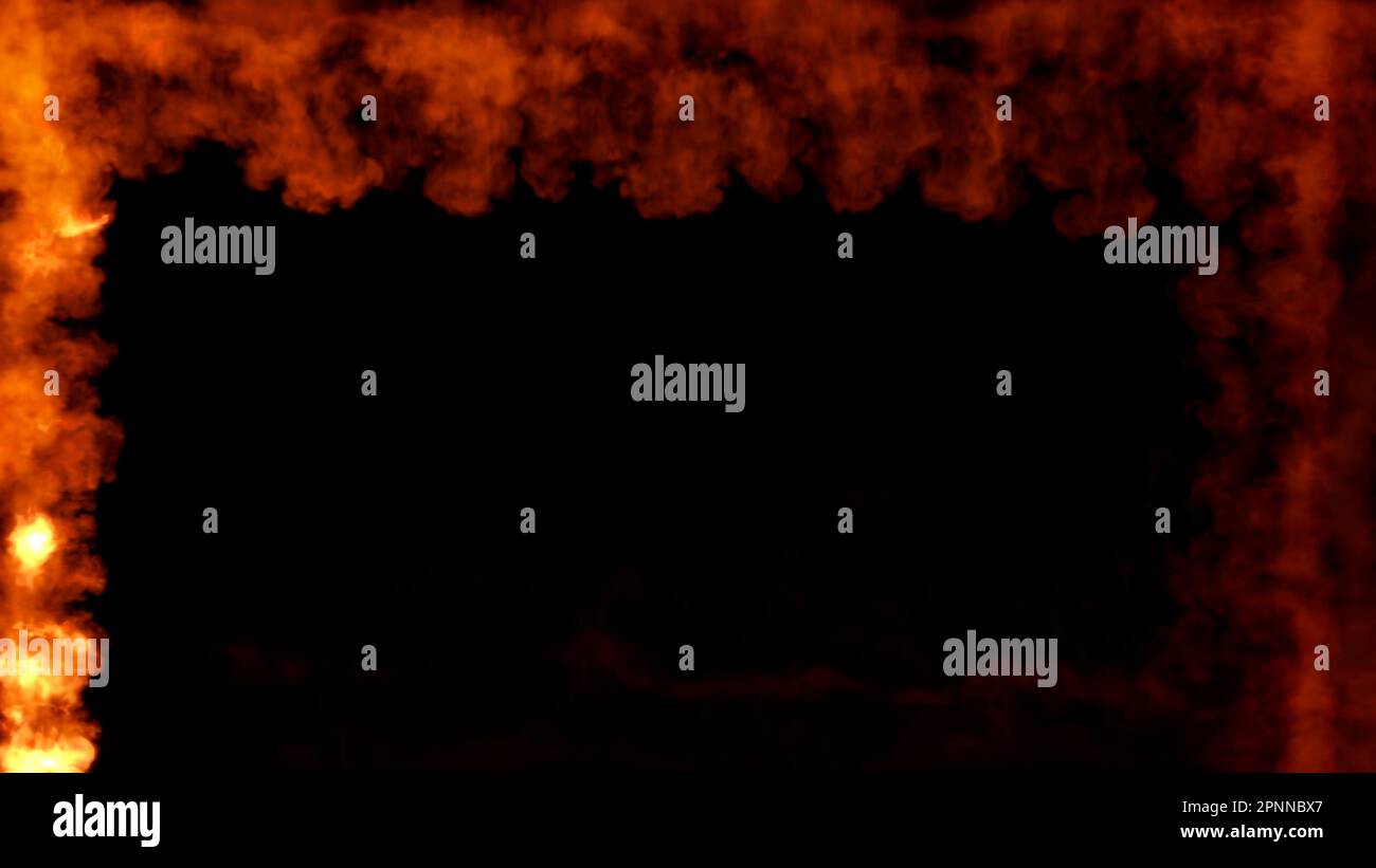 blazing lines of fire content frame on black, isolated - object 3D ...