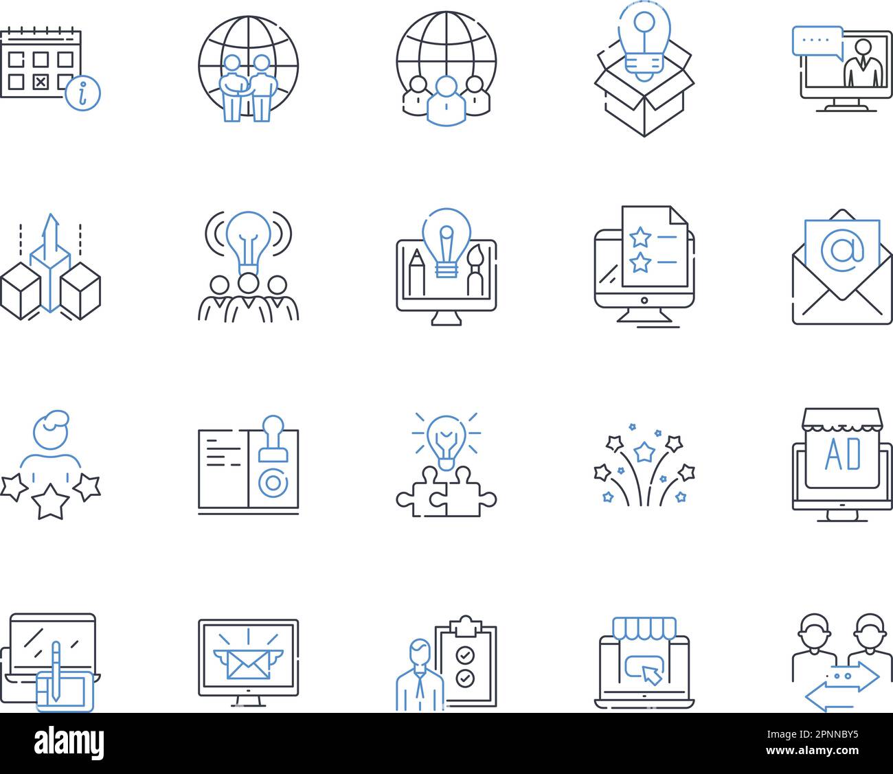 Creative and innovative line icons collection. Inventive, Resourceful ...