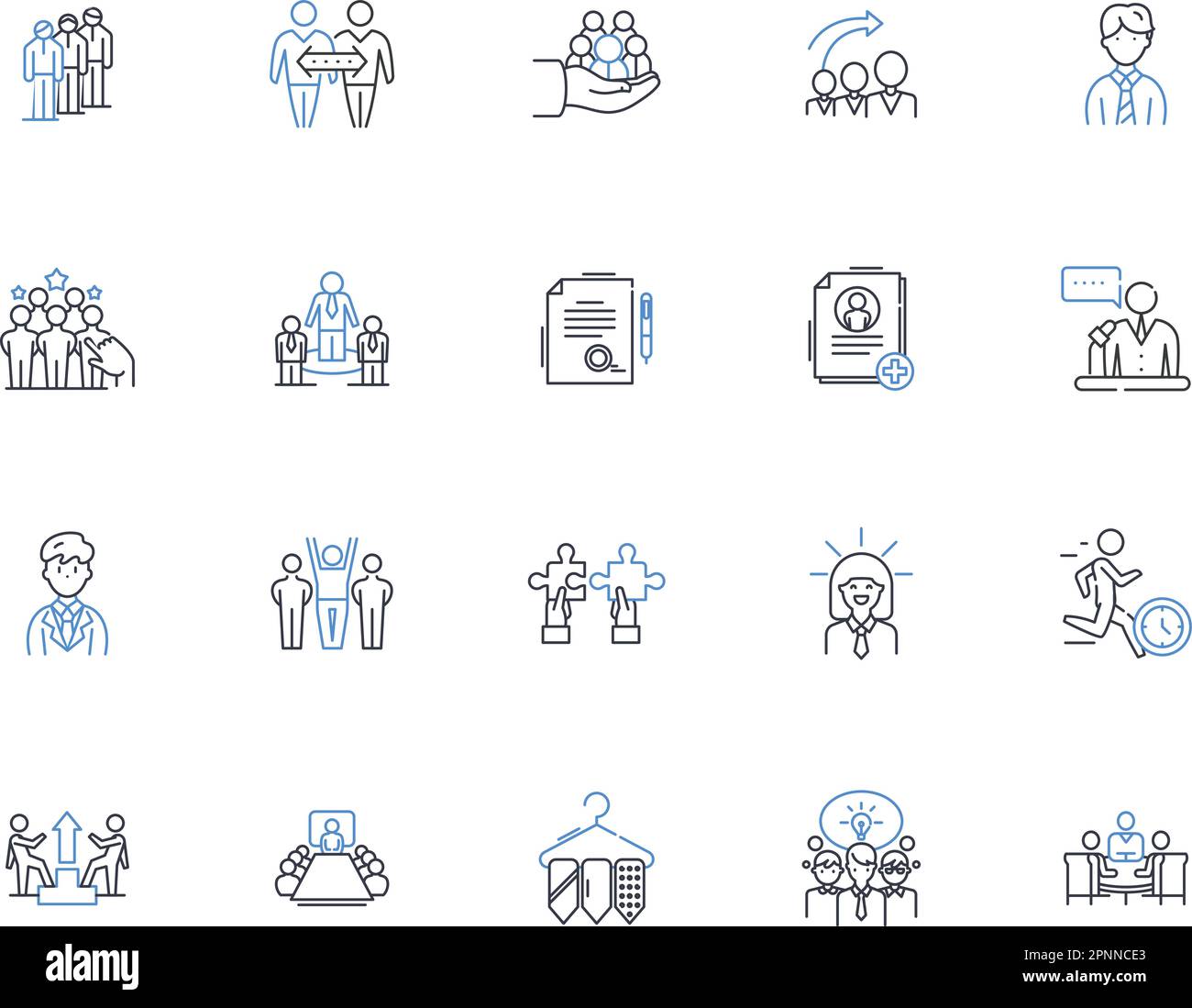 Clerical staff line icons collection. Organized, Detail-oriented ...