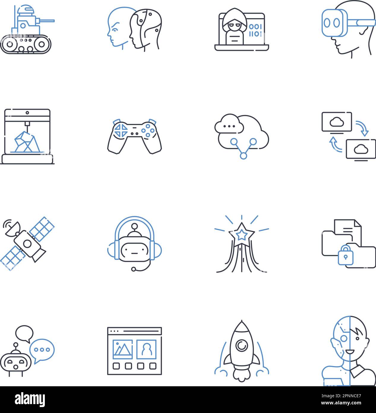 Cyber Safety Line Icons Collection Malware Phishing Encryption
