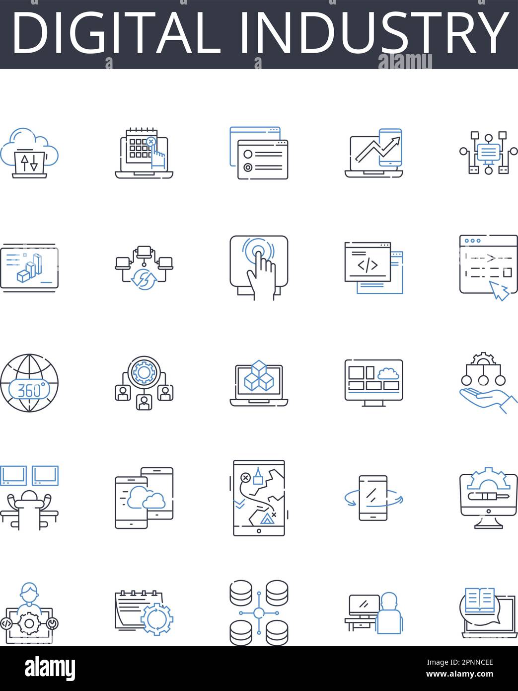 Digital industry line icons collection. Translation, Language ... Digital industry line icons collection. Translation, Language ...