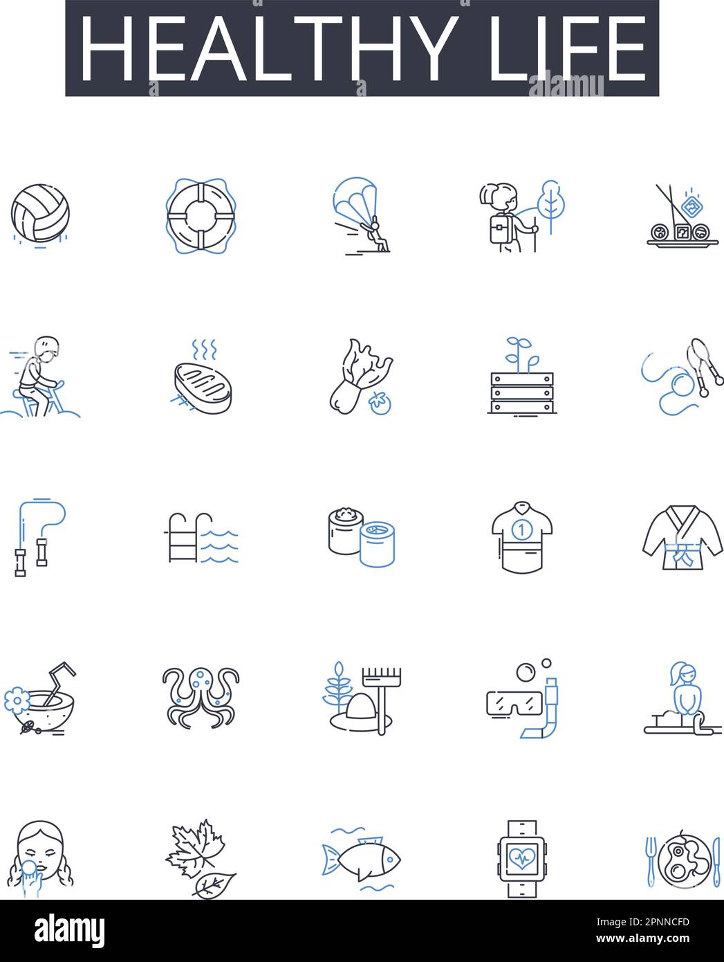 Healthy life line icons collection. Well-being, Optimal health ...