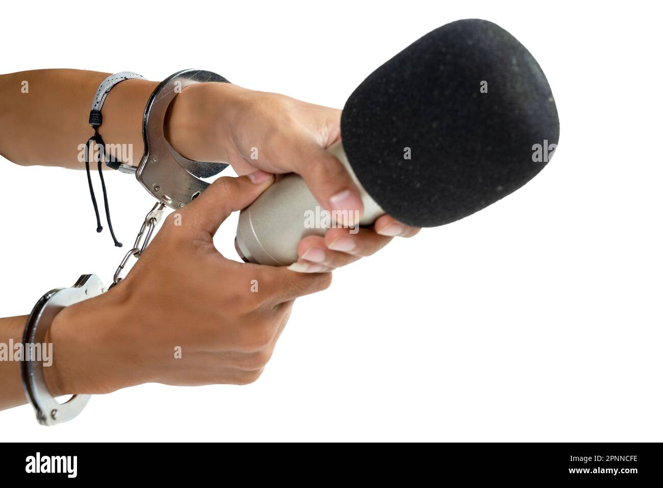 Holding the mic Cut Out Stock Images & Pictures - Alamy