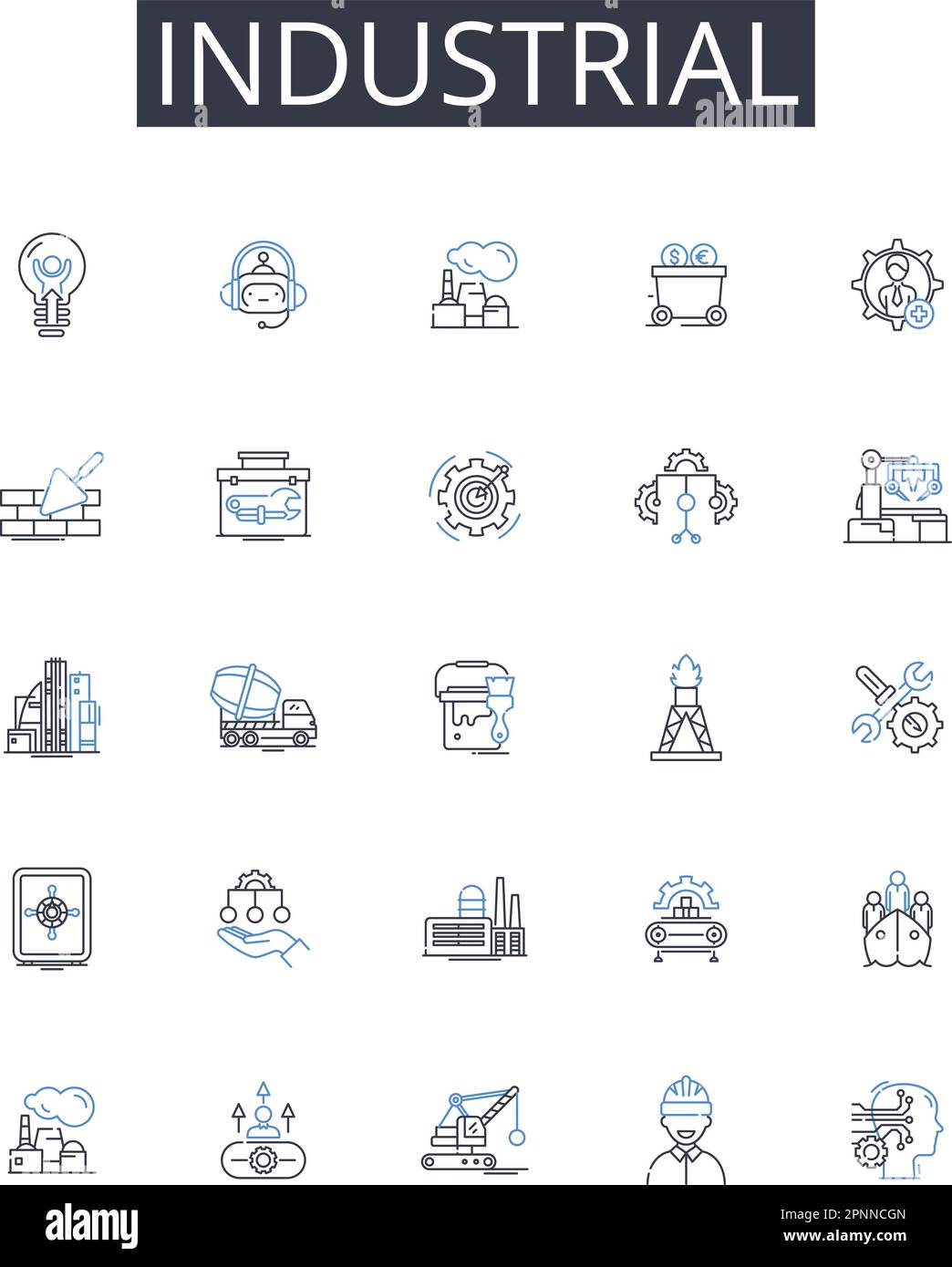 Industrial line icons collection. Agricultural, Commercial ...