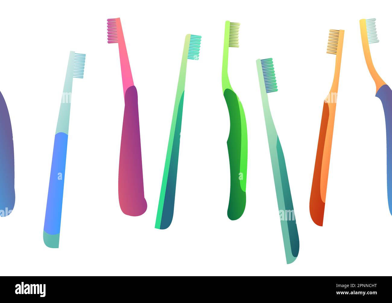 Toothbrushes seamless horizontal. Cartoon style. Items for dental and ...