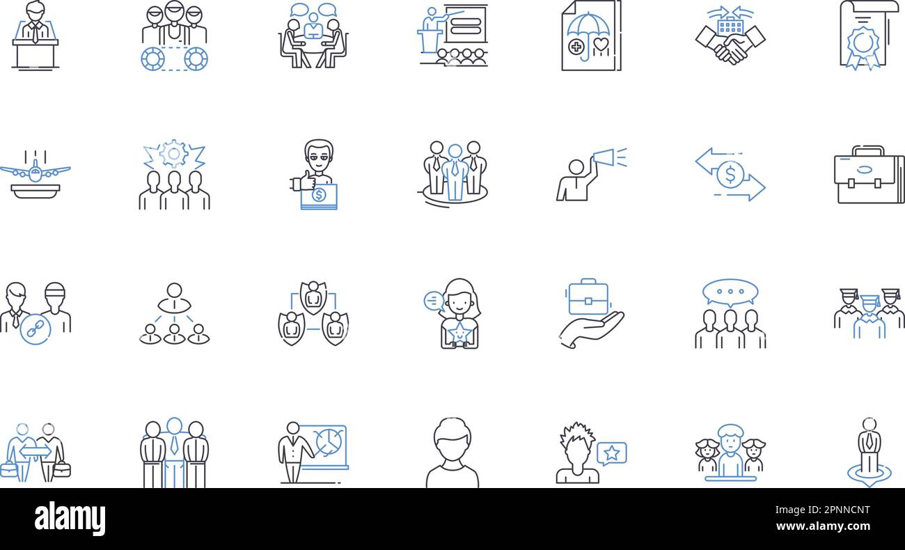 Supervision line icons collection. Management, Leadership, Guidance, Oversight, Monitoring ...