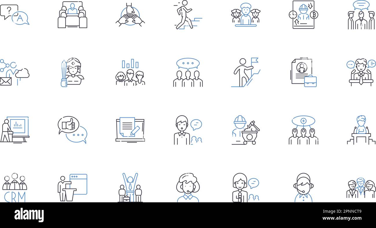 Work Structure Line Icons Collection Hierarchy Organization Flexibility Collaboration