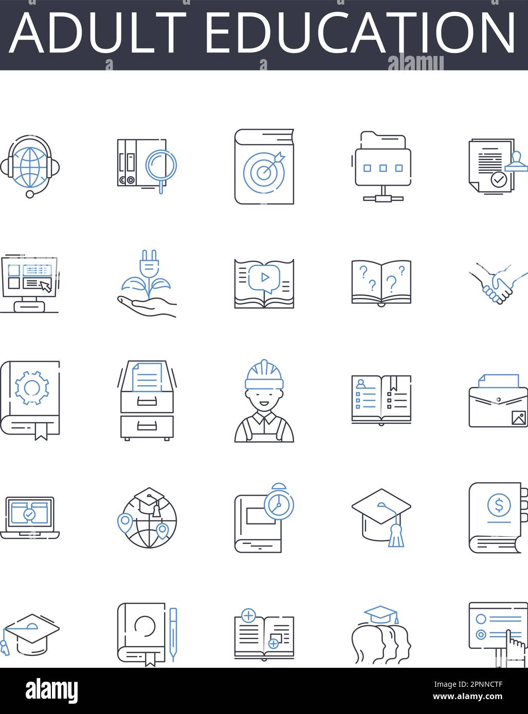 adult education line icons collection. Commerce, Association, Alliance ...