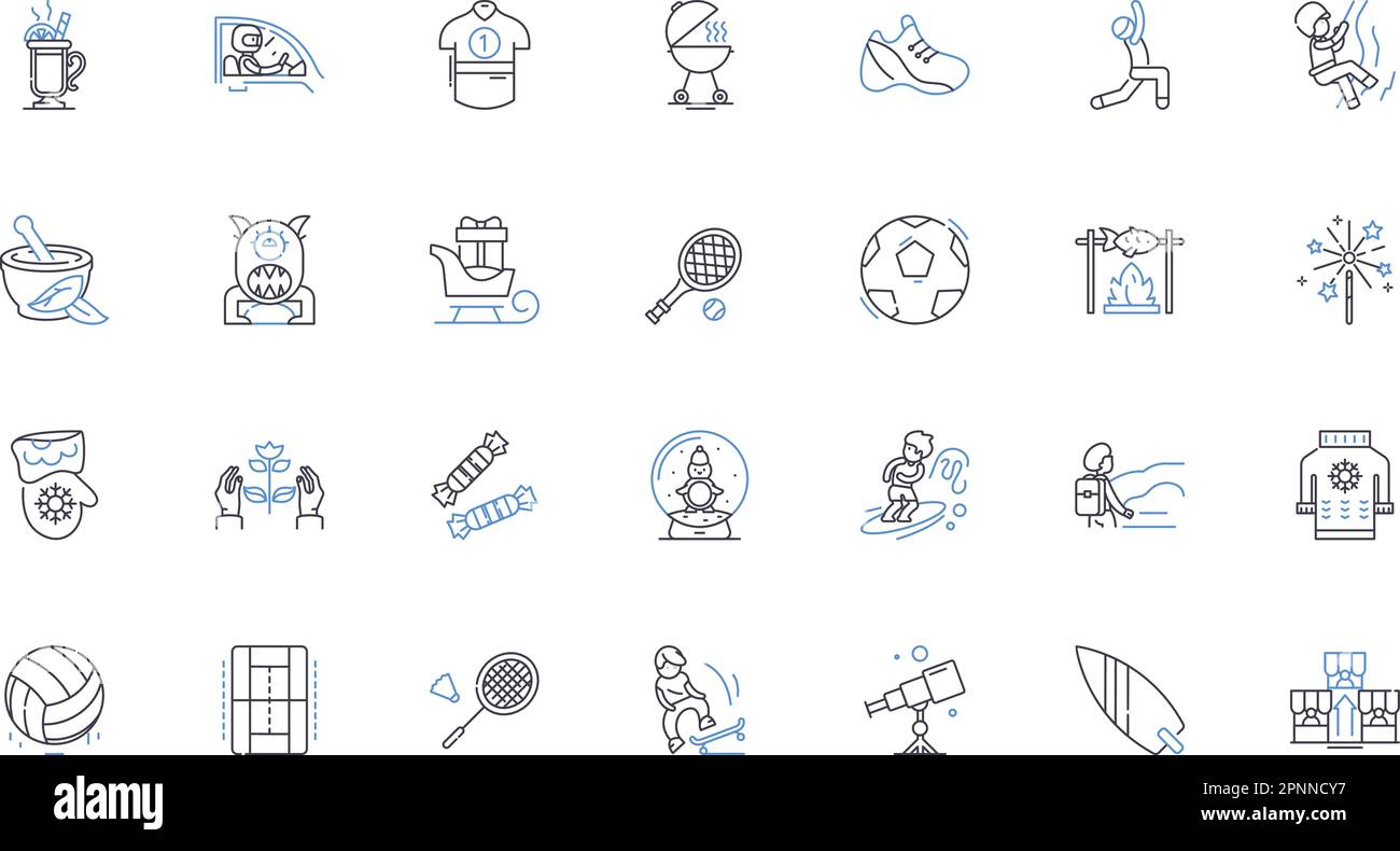 Games line icons collection. Strategy, Adventure, Action, Puzzle ...