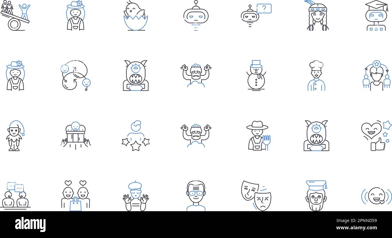 Humorous folks line icons collection. Comical, Witty, Jovial, Amusing ...