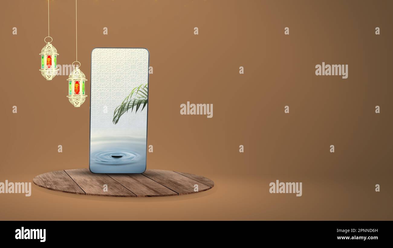 Mobile phone screen with a view of water splash with colored background ...
