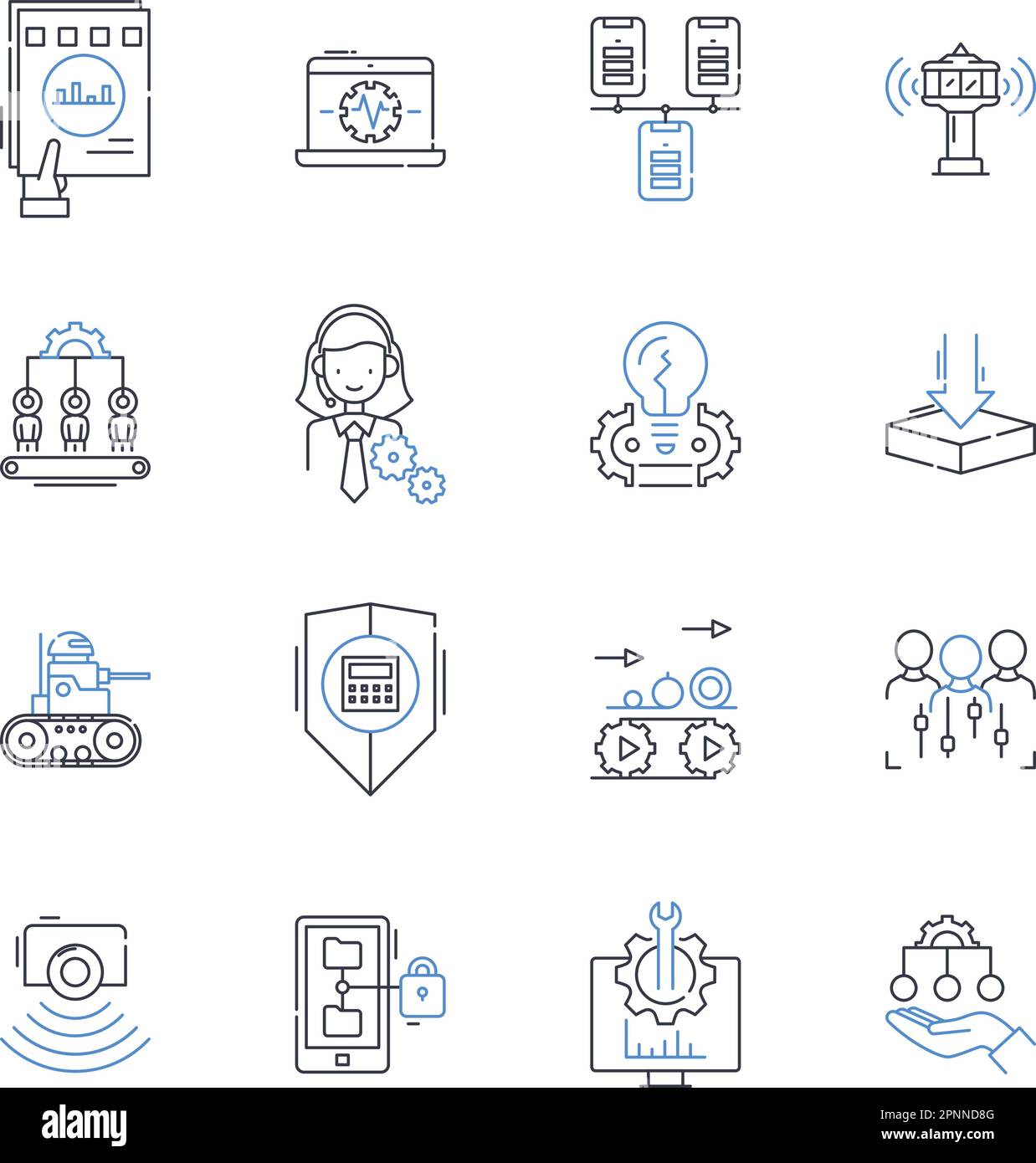 Futuristic creations line icons collection. Cyborgs, Robotics ... Futuristic creations line icons collection. Cyborgs, Robotics ...