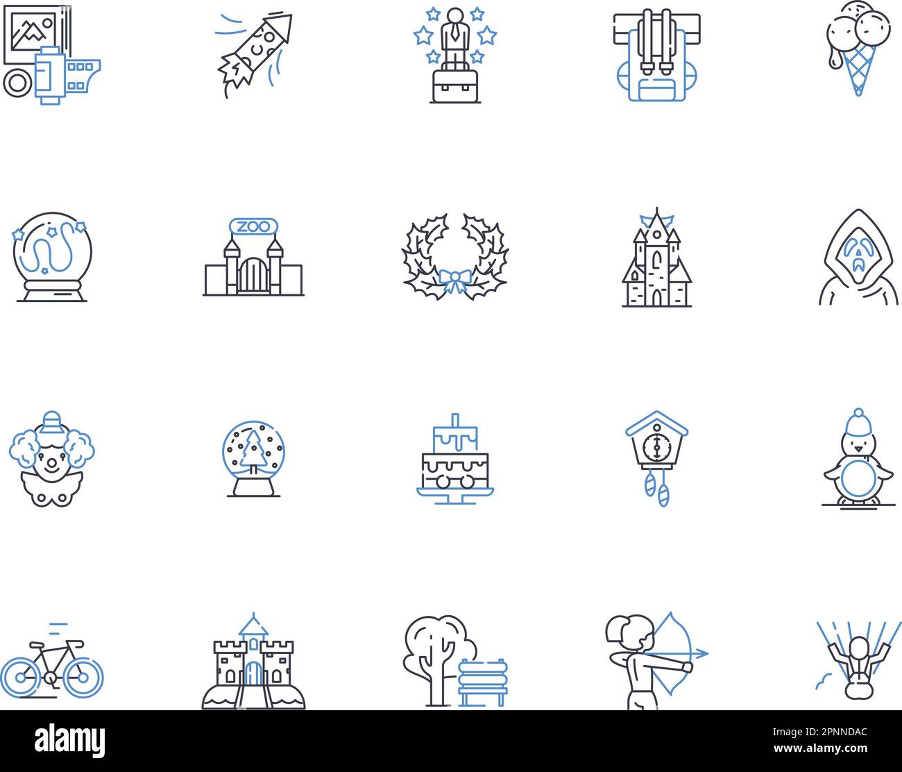 Adventures Line Icons Collection Thrills Wonder Exploration Excitement Courage Challenge