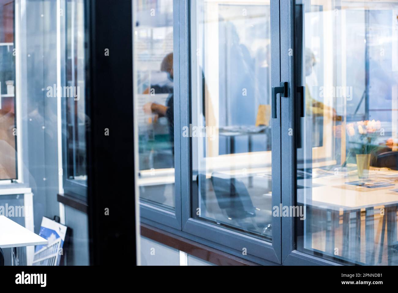 Reinforced plastic window. Part of a modern metal-plastic window Stock Photo - Alamy