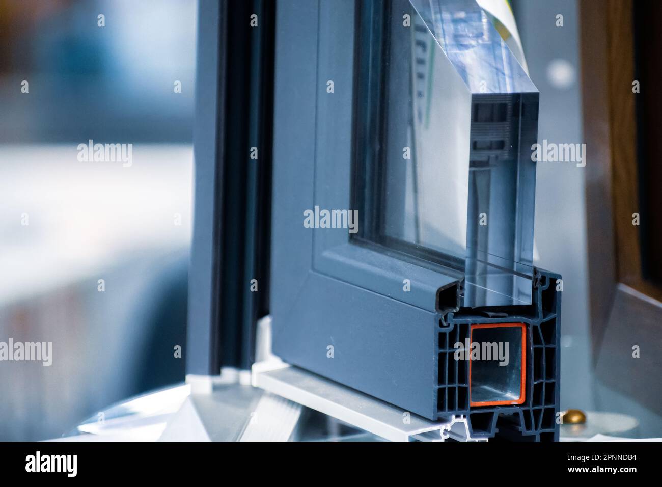 Sectional PVC window with thick glass Stock Photo - Alamy