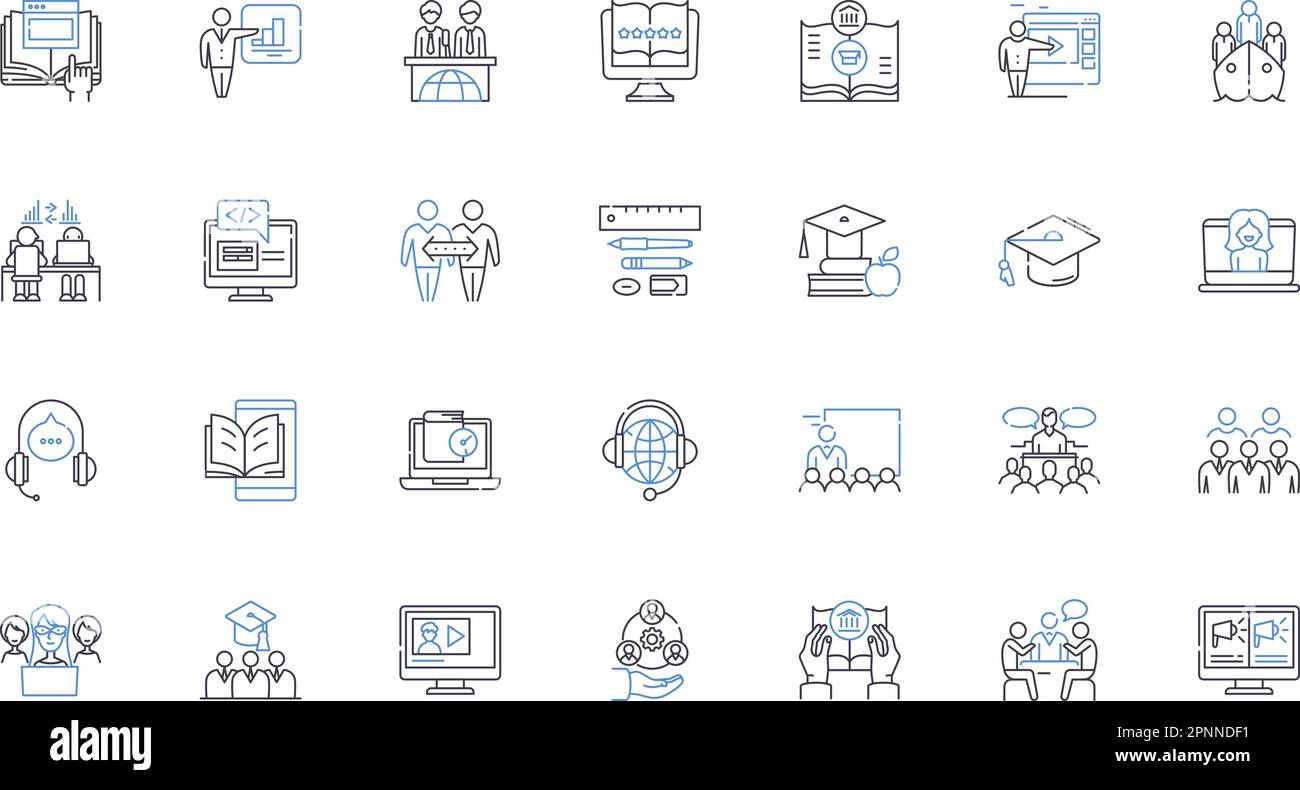 Schooling line icons collection. Education, Learning, Classroom, Teachers, Students, Syllabus ...