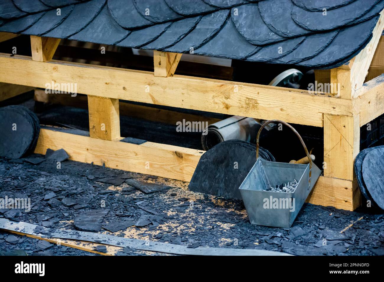 Slate roof. Slate roofs and facades Stock Photo - Alamy