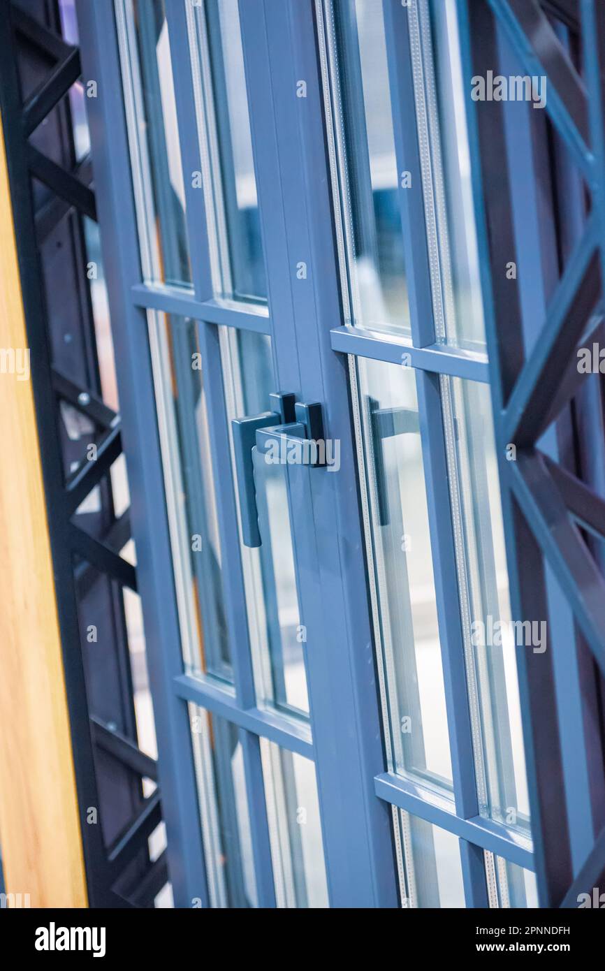 Reinforced plastic window. Part of a modern metal-plastic window Stock ...