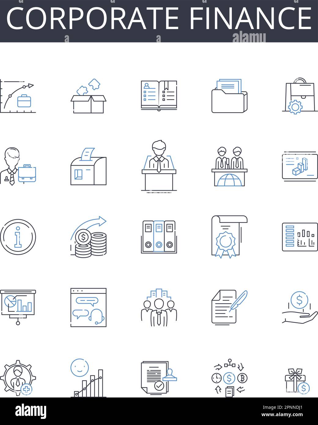 Corporate finance line icons collection. Business management, Financial ...