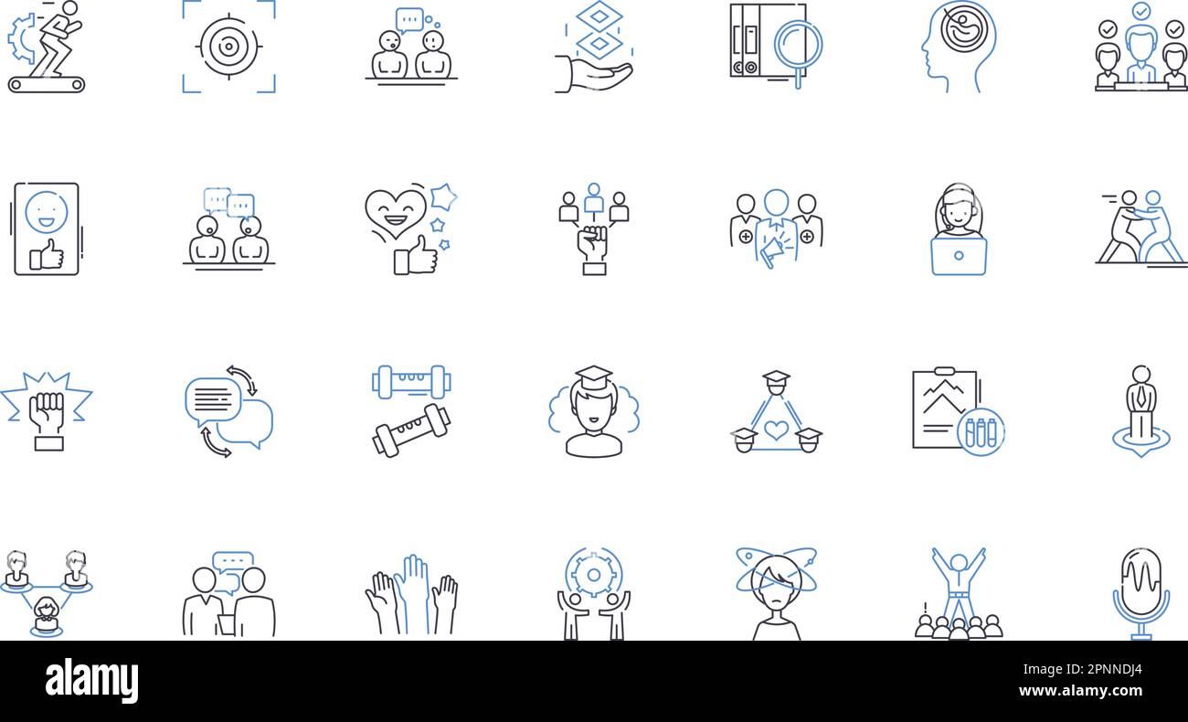 Training realm line icons collection. Development, Fitness, Coaching, Education, Progress ...