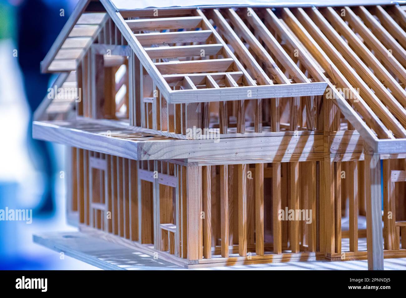 Model of a wooden house. House made of wooden beams Stock Photo - Alamy