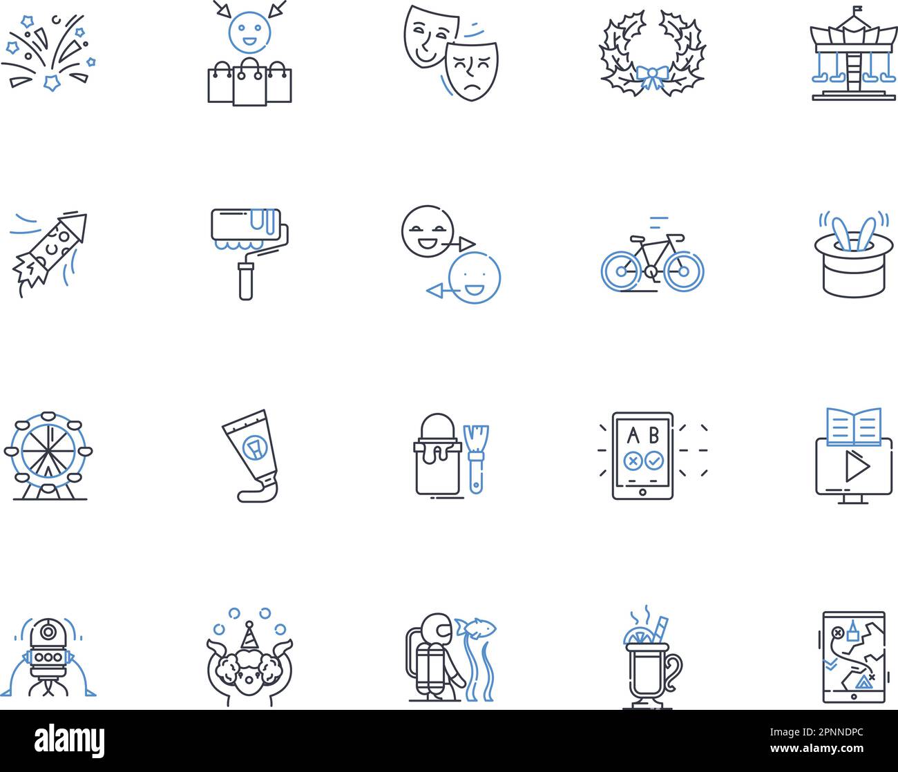 Merriment line icons collection. Joyful, Festive, Cheerful, Jovial ...