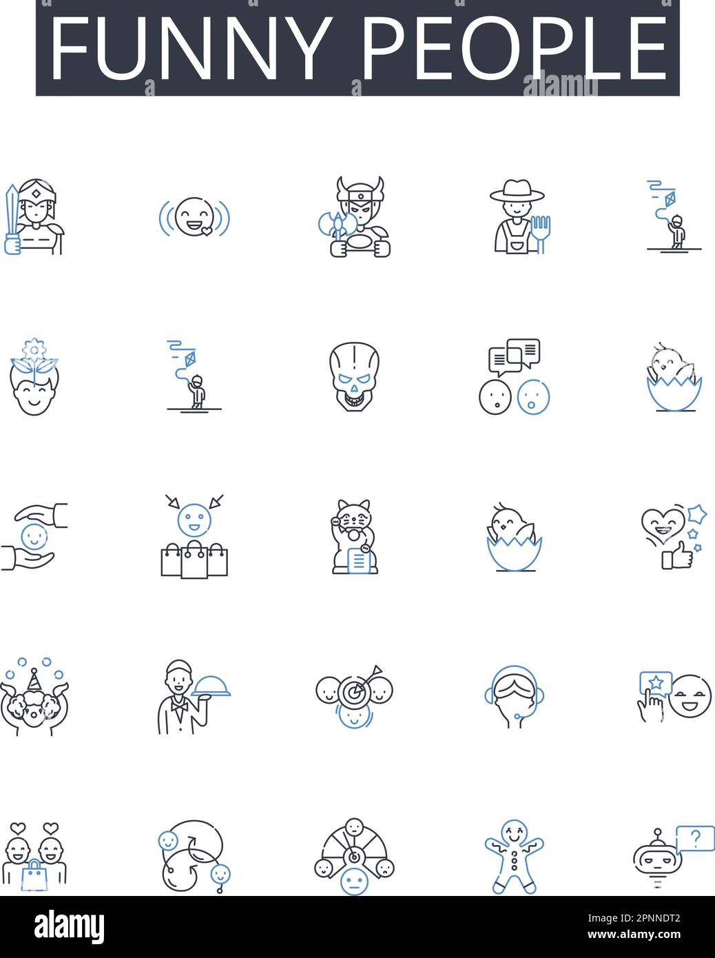 Funny people line icons collection. Comedians, Jokers, Clowns, Witty ...