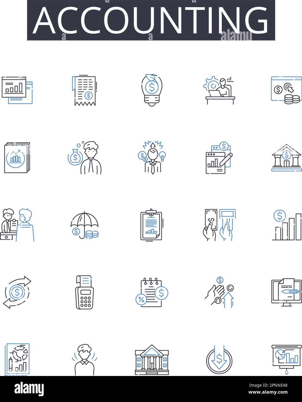 Accounting line icons collection. Marketing, Sales, Economics ...