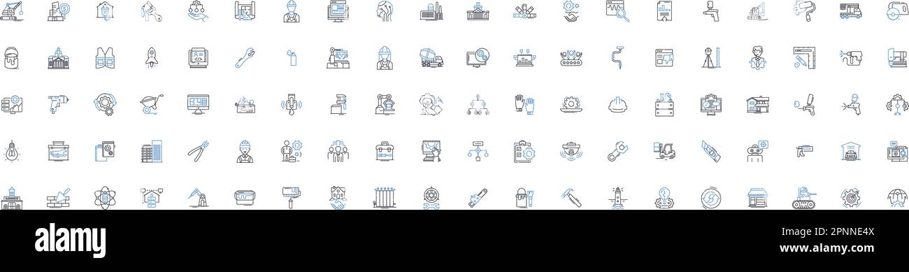 Architect Line Icons Collection Design Blueprint Structural