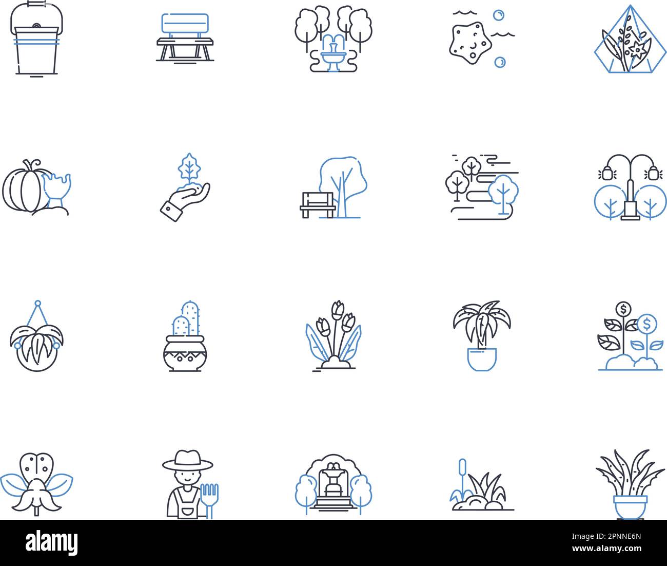 Grassland line icons collection. Prairie, Steppe, Meadow, Savannah ...