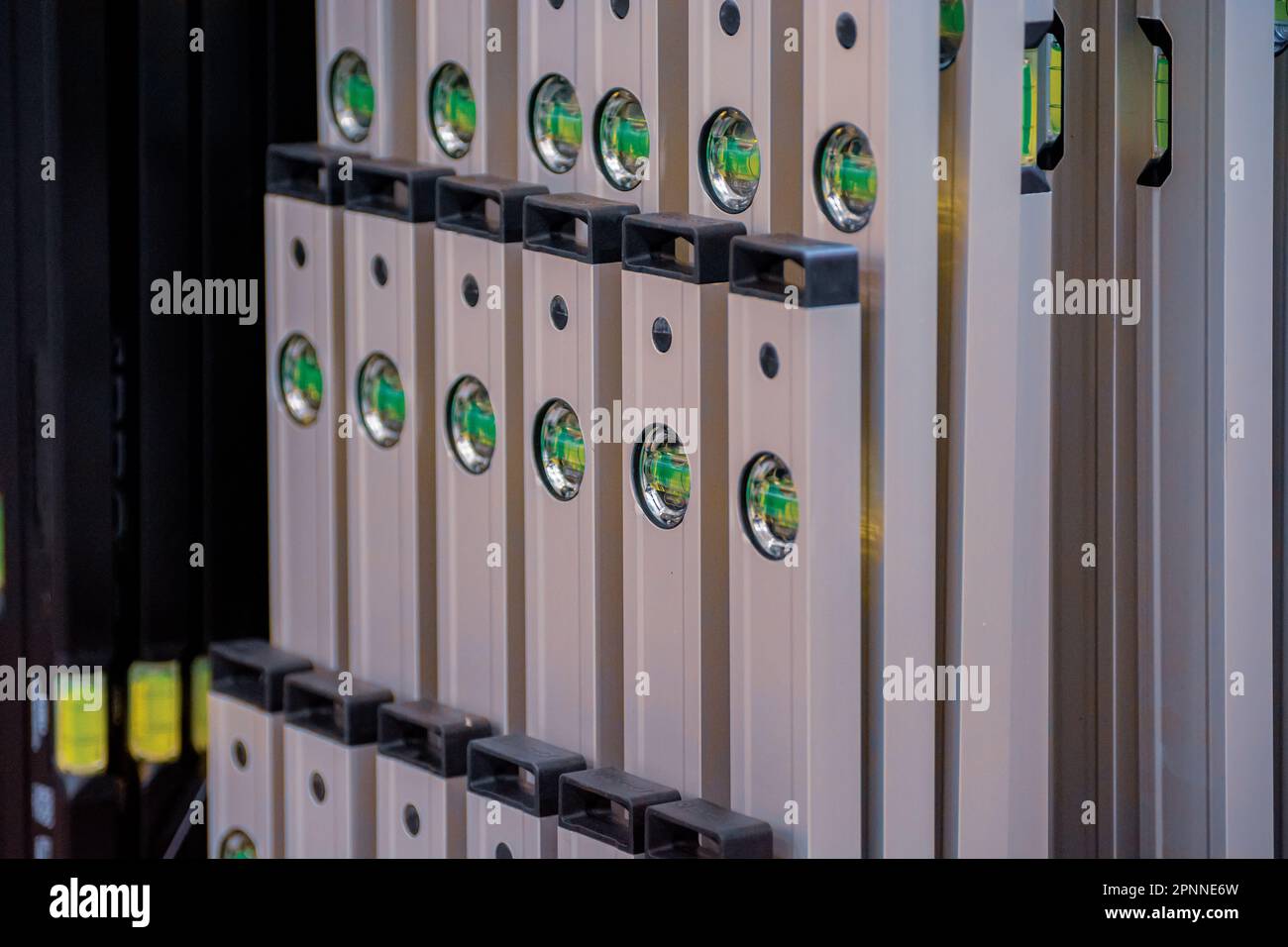 Building level. Aluminum rail with level Stock Photo - Alamy