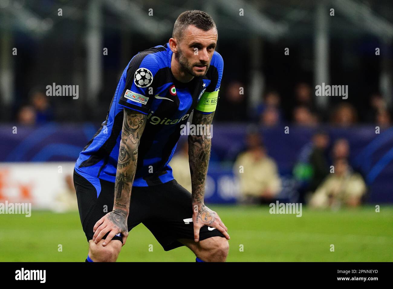 Milan, Italy - April 19, 2023 Marcelo Brozovic (FC Inter) during the ...