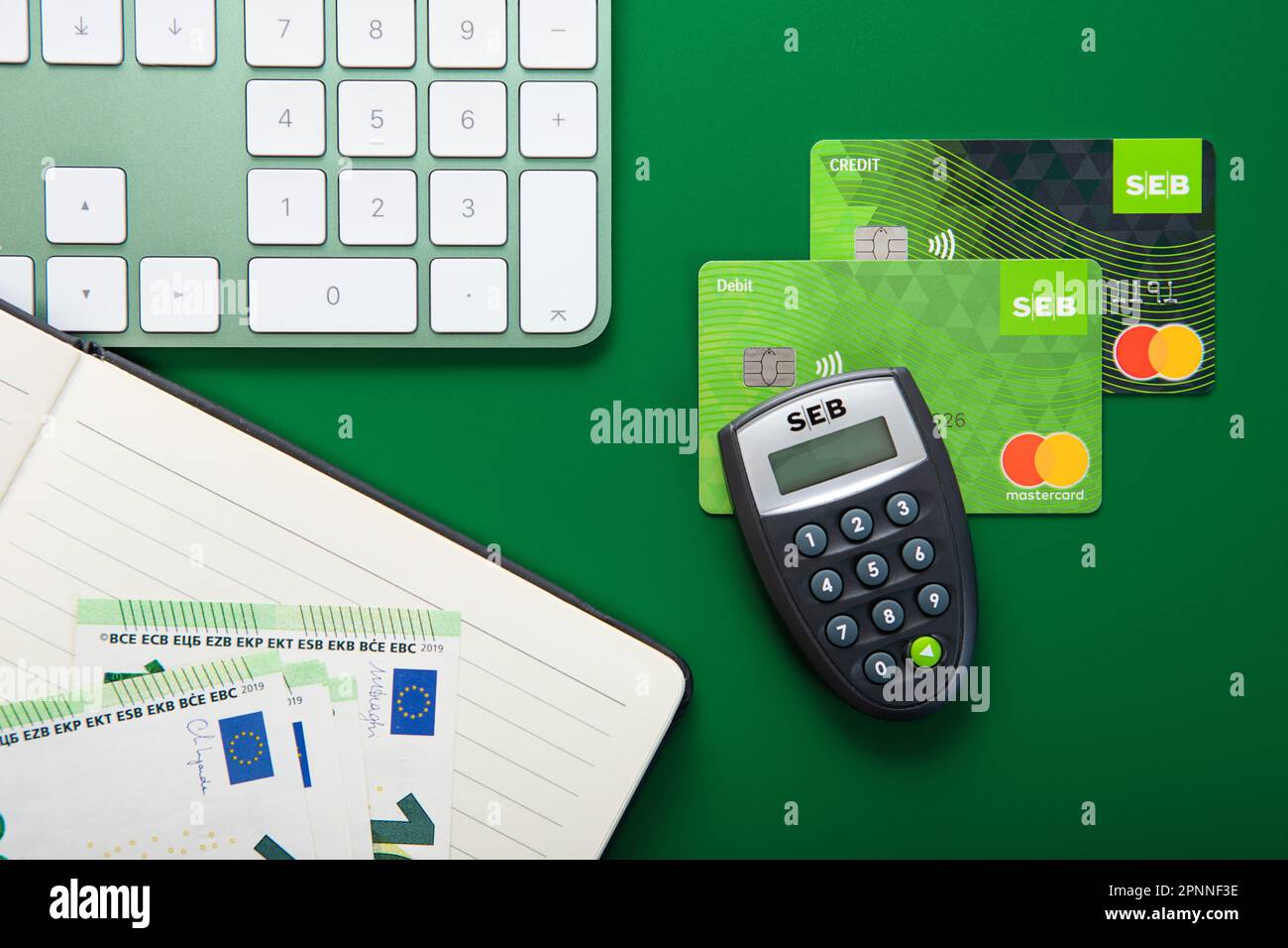 LONDON,UK - NOVEMBER 15, 2022: Seb bank credit and debit mastercard on ...