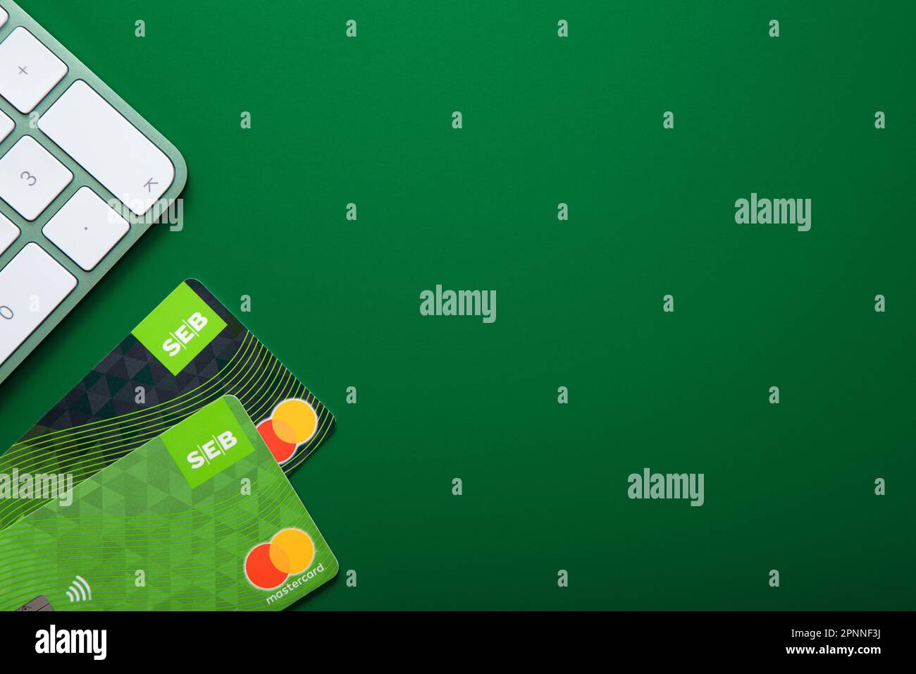 LONDON,UK - NOVEMBER 15, 2022: Seb bank credit and debit mastercard on ...